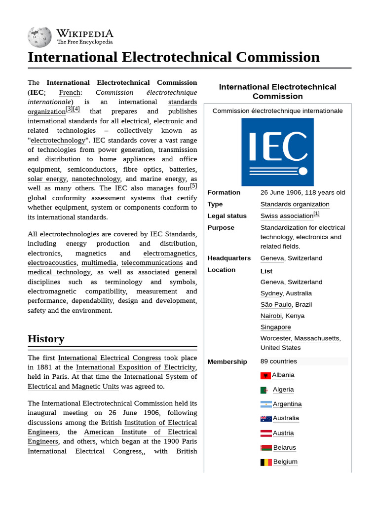 International Electrotechnical Commission | PDF | International Electrotechnical Commission