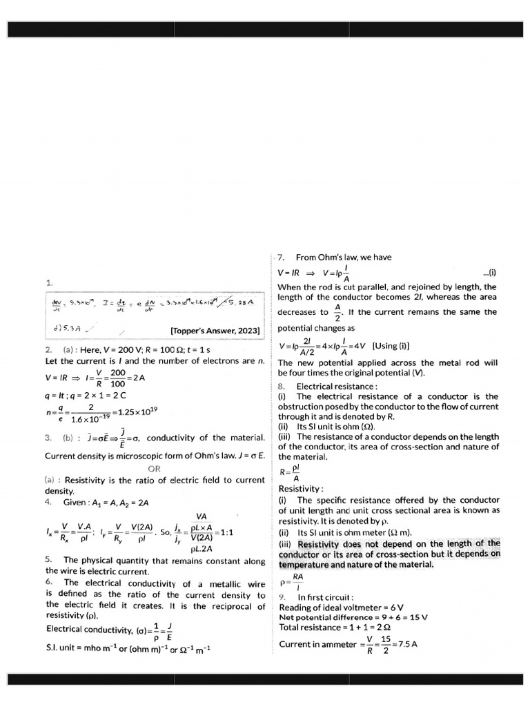 Current Electricity Solution | PDF