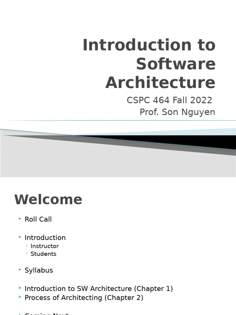 Welcome and Intro to SW Architecture | PDF | Agile Software Development | Scrum (Software ...