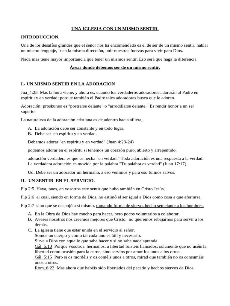 Una Iglesia Del Mismo Sentir | PDF | Cristo (título) | Pecado