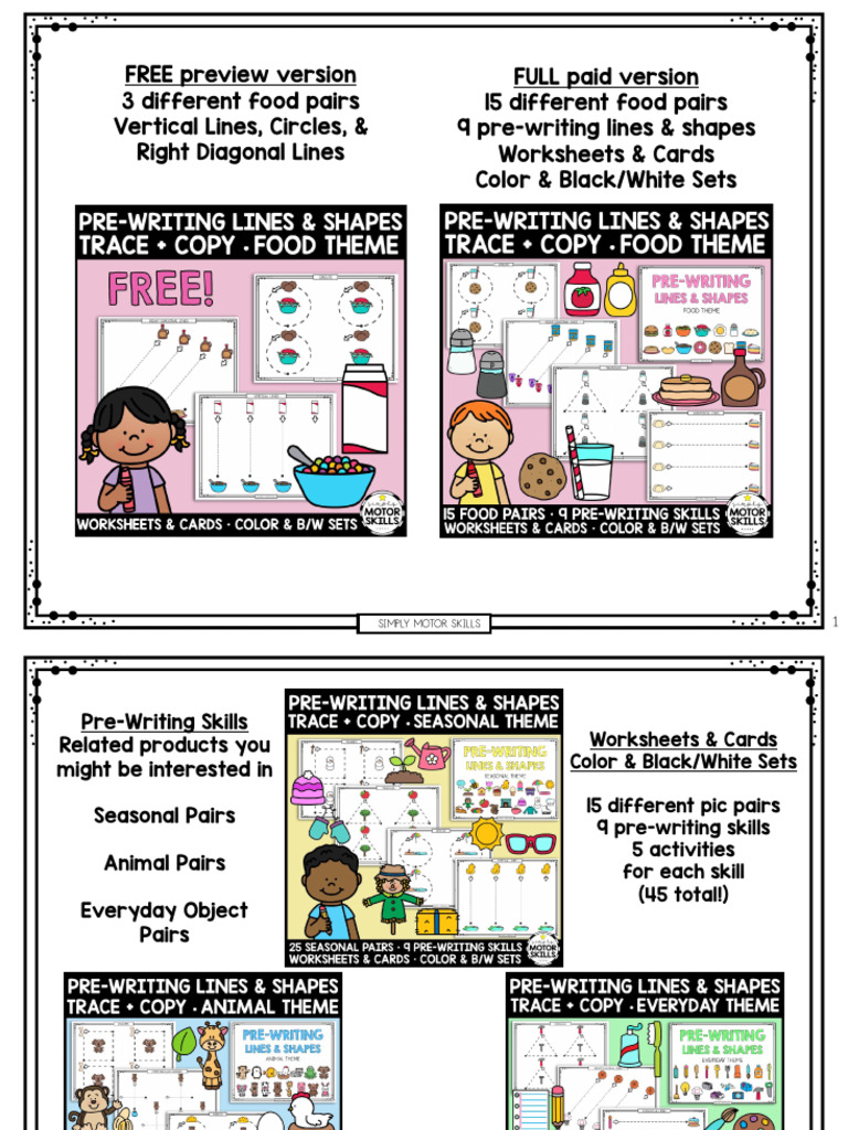 FREE Food Theme Pre Writing Packet | PDF