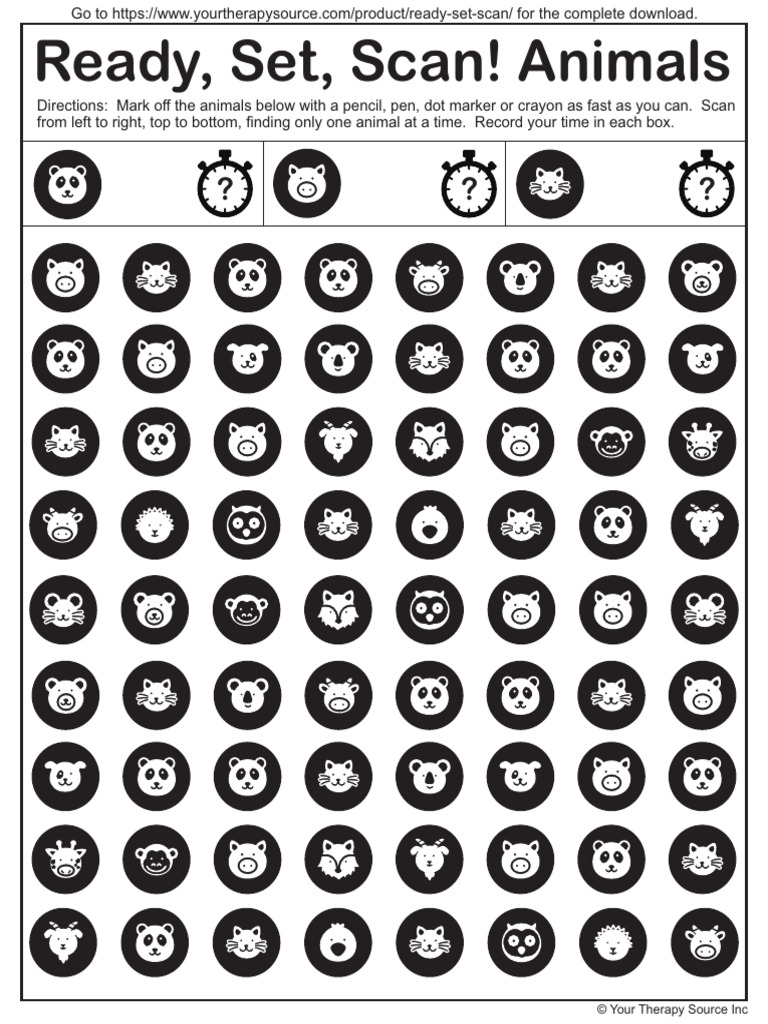 Ready Set Scan Freebie Animals | PDF