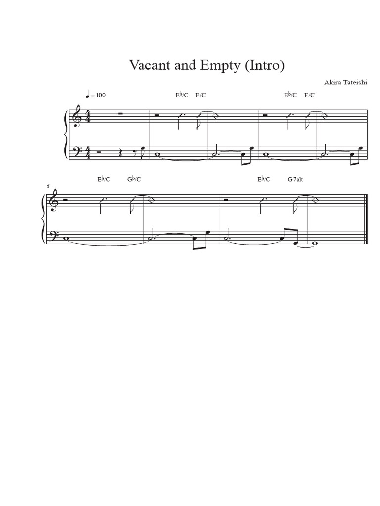 Vacant and Empty Intro - Score | PDF