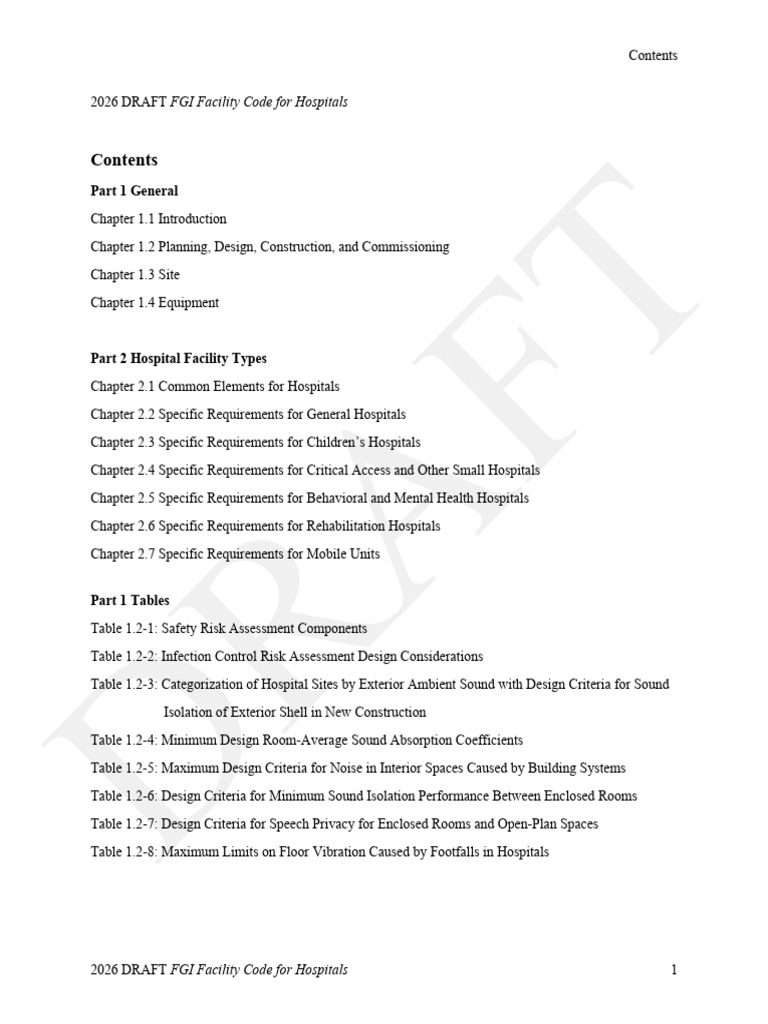 FGI Facility Code For Hospitals | PDF | Risk | Noise