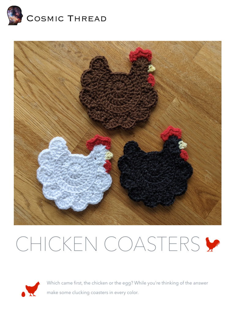 Chicken Coasters 2024 | PDF | Crochet | Yarn