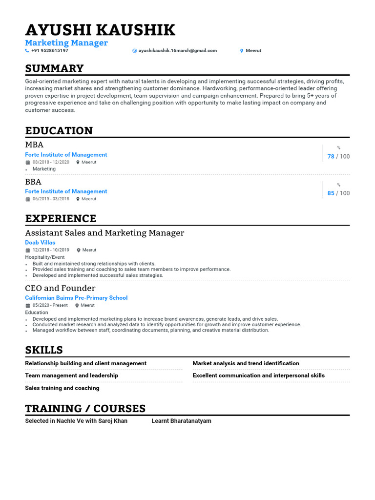 Ayushi_Kaushik_Resume | PDF | Marketing | Business