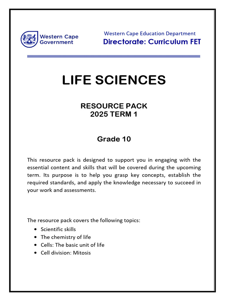 GR 10 - Resource Pack 2025 - Life Sciences | PDF | Vacuole | Chloroplast