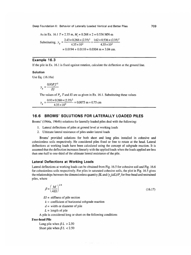 Broms' Method for Lateral Pile Loads | PDF | Deep Foundation | Mechanics