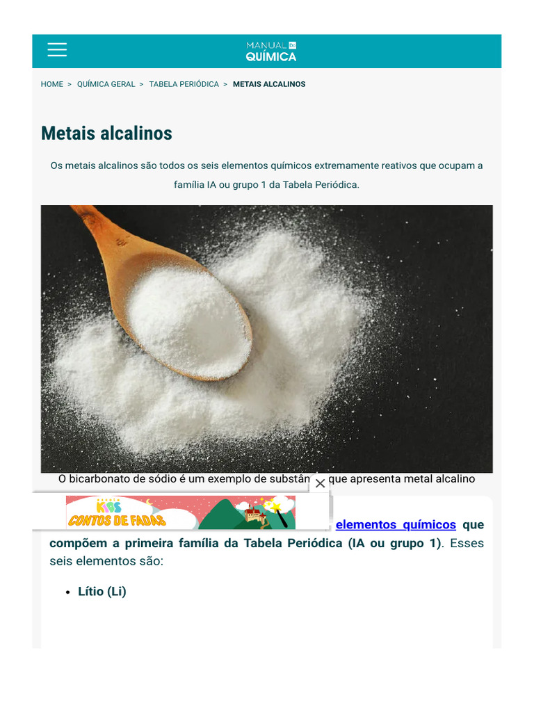 Metais Alcalinos. Características Dos Metais Alcalinos - Manual Da ...