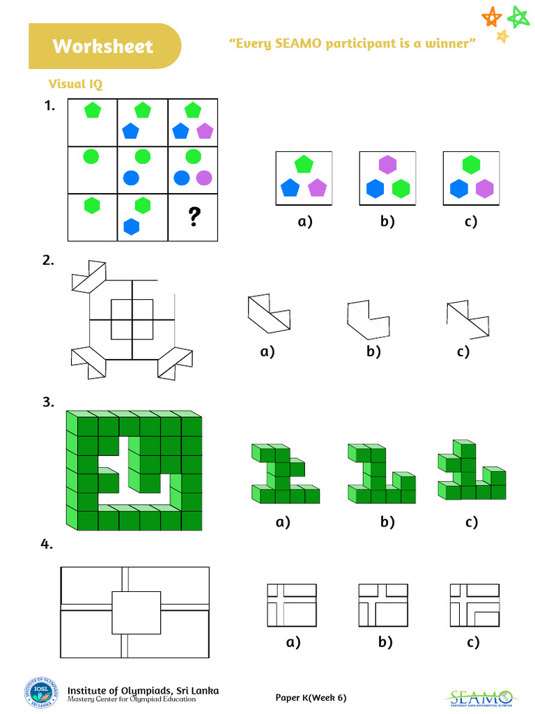 SEAMO Paper K Worksheet for Grade 6 | PDF