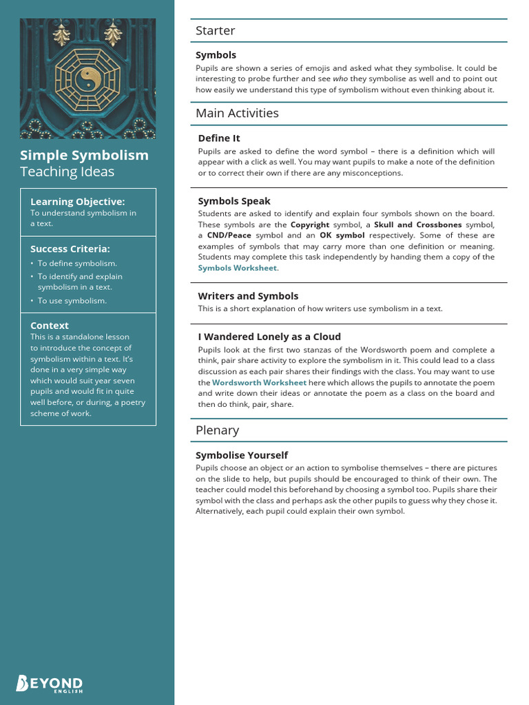 Simple Symbolism Teaching Ideas | PDF | Poetry | Definition