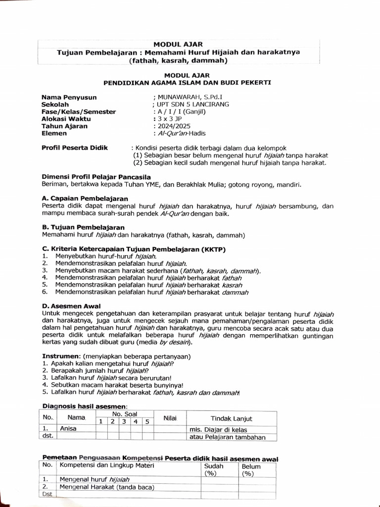 Modul Pembelajaran Huruf Hijaiah | PDF