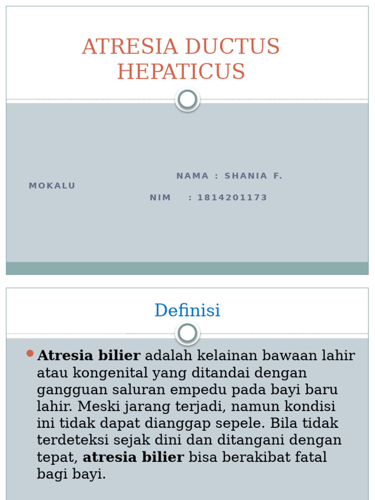 Atresia Ductus Hepaticus Shania | PDF