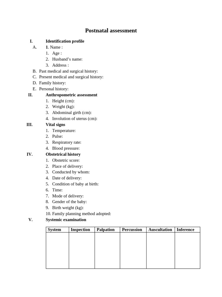 Postnatal assessment | PDF | Postpartum Period | Childbirth