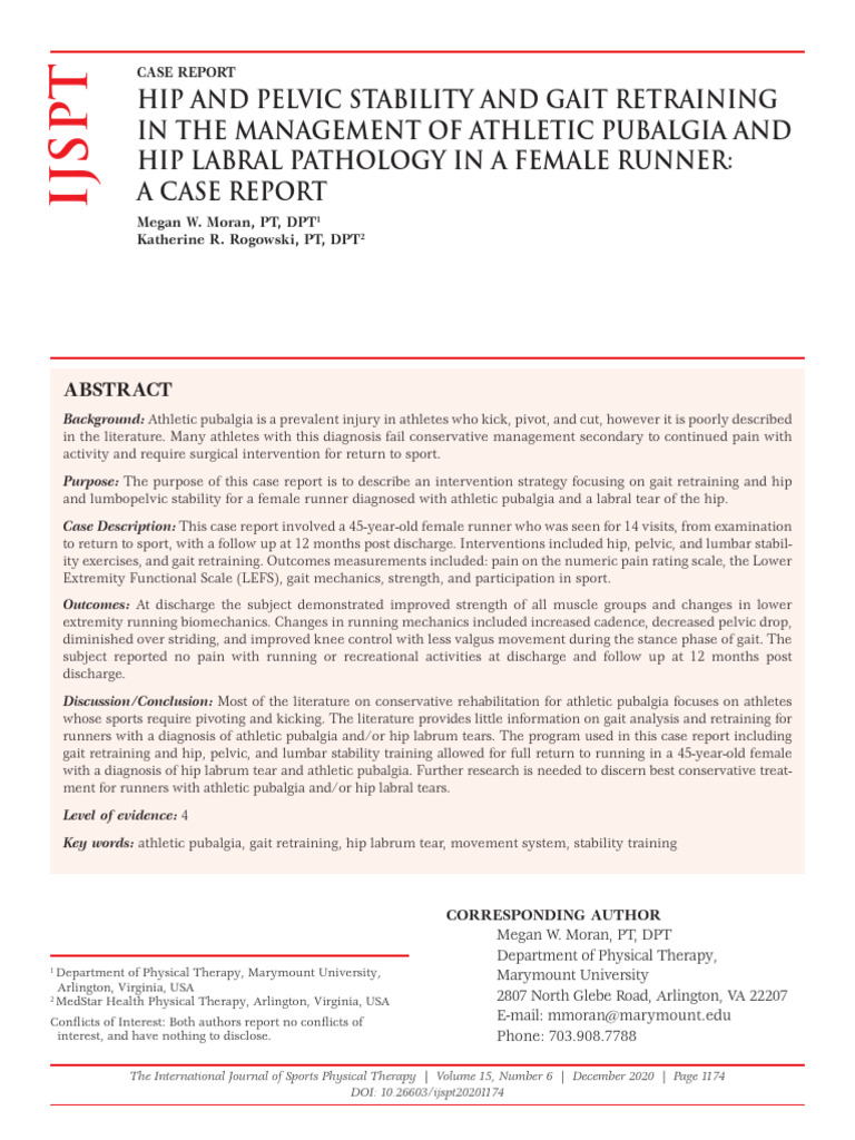 Hip and Pelvic Stability and Gait Retraining in The Management of ...