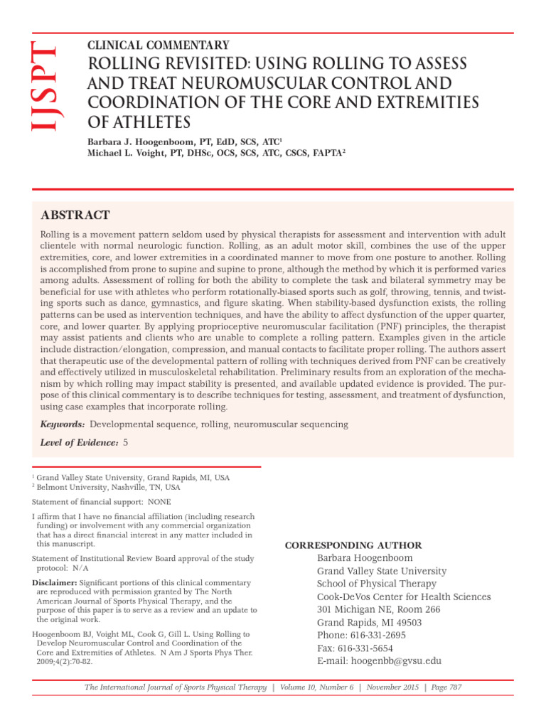 ROLLING REVISITED- USING ROLLING TO ASSESS AND TREAT NEUROMUSCULAR CONTROL AND COORDINATION OF ...