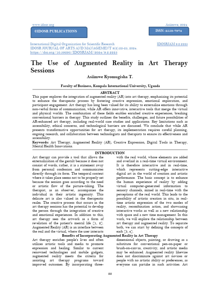 Augmented Reality in Art Therapy | PDF | Art Therapy | Psychotherapy
