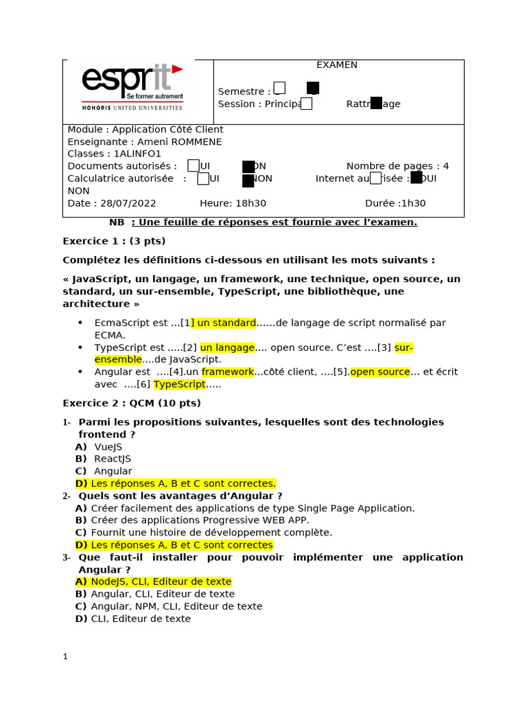 EXAMEN SR Correction | PDF | JavaScript | Informatique