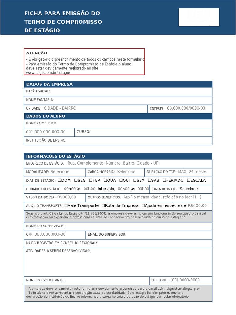FICHA PARA EMISSÃO DO TERMO rq029 | PDF