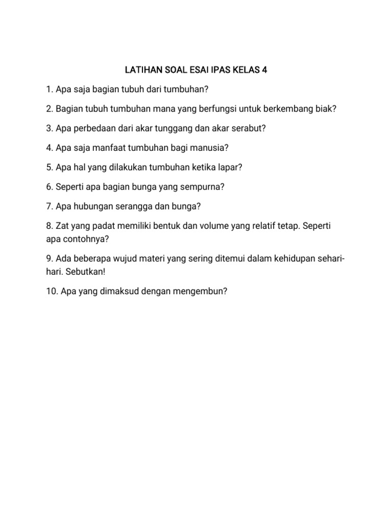 Latihan Soal Kelas 4 | PDF
