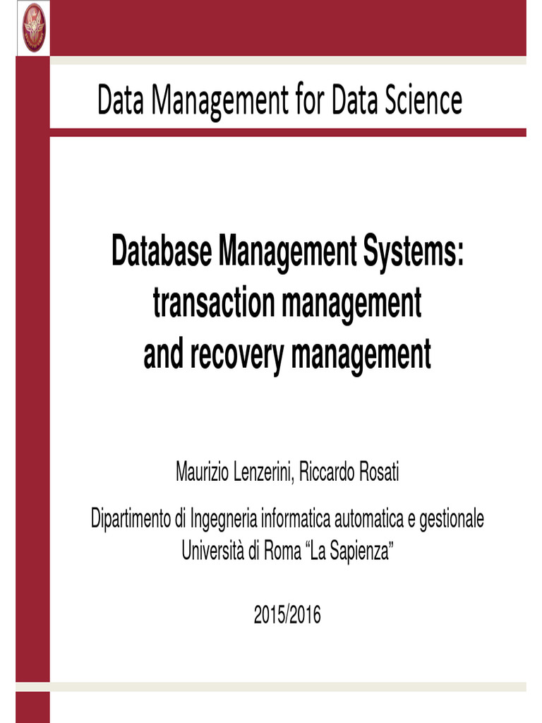 Dbms Transactions Recovery | PDF | Database Transaction | Databases