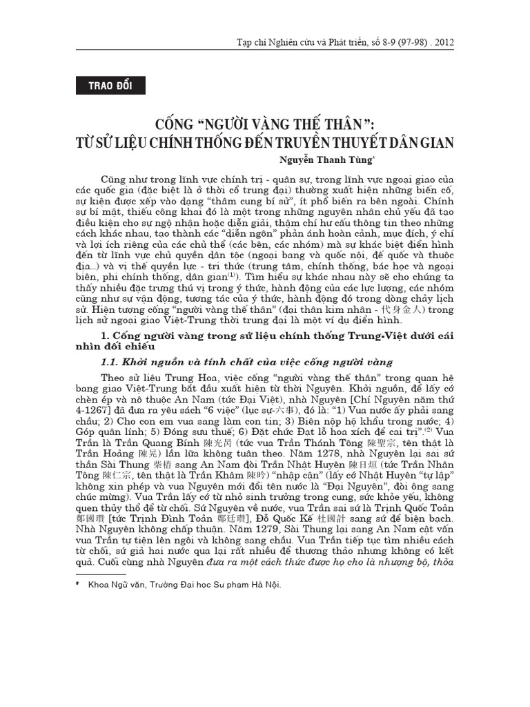 Cong Nguoi Vang The Than | PDF