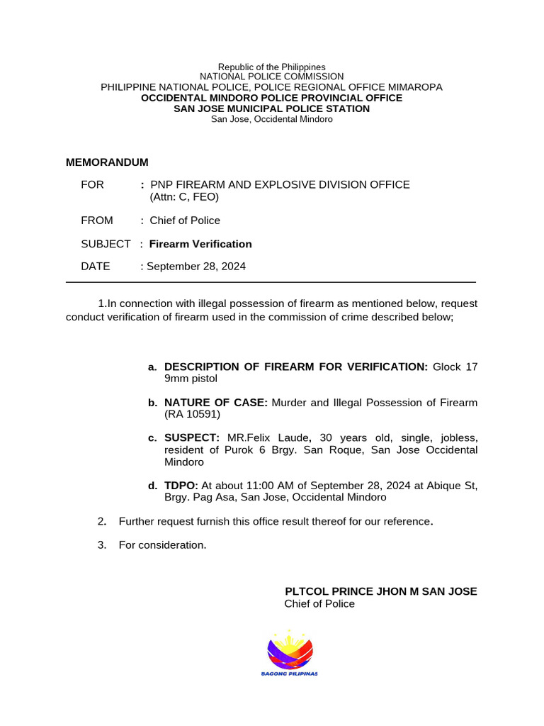 Request and Result Letter Firearm Verification | PDF | Firearms | Law ...