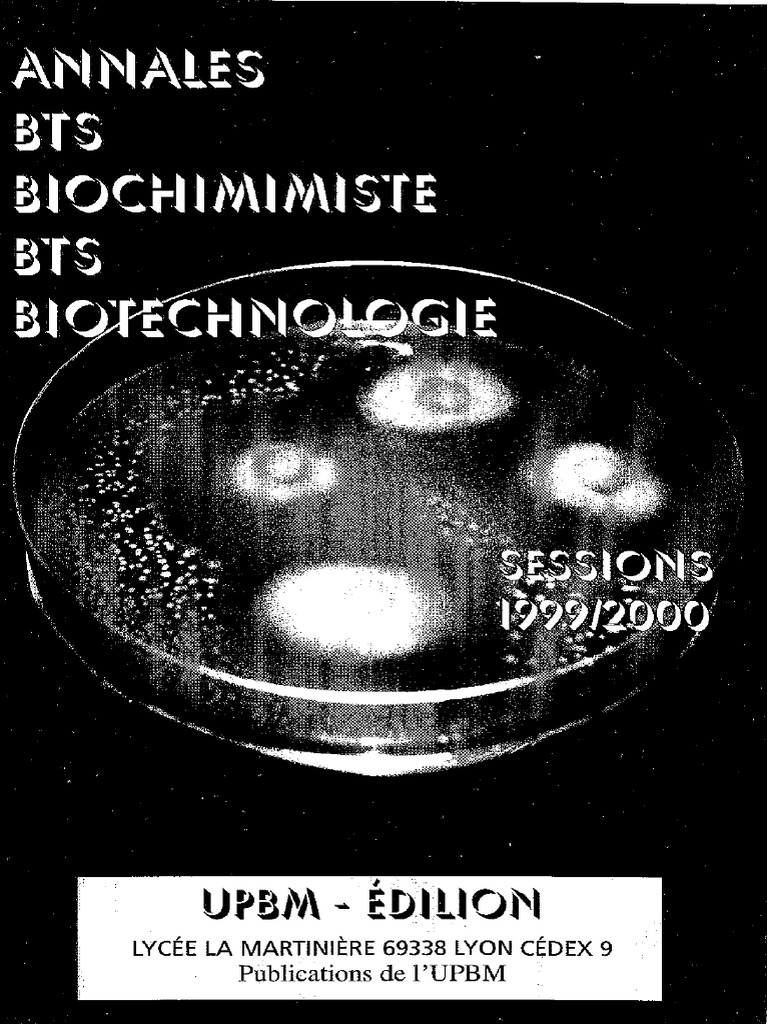 Annales Bts Bioch Biotech 1999 2000 | PDF