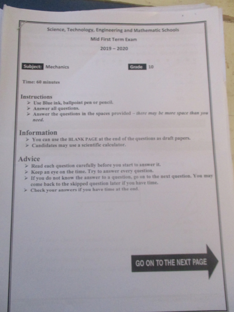 Mech G10 1st Midterm 2019 | PDF