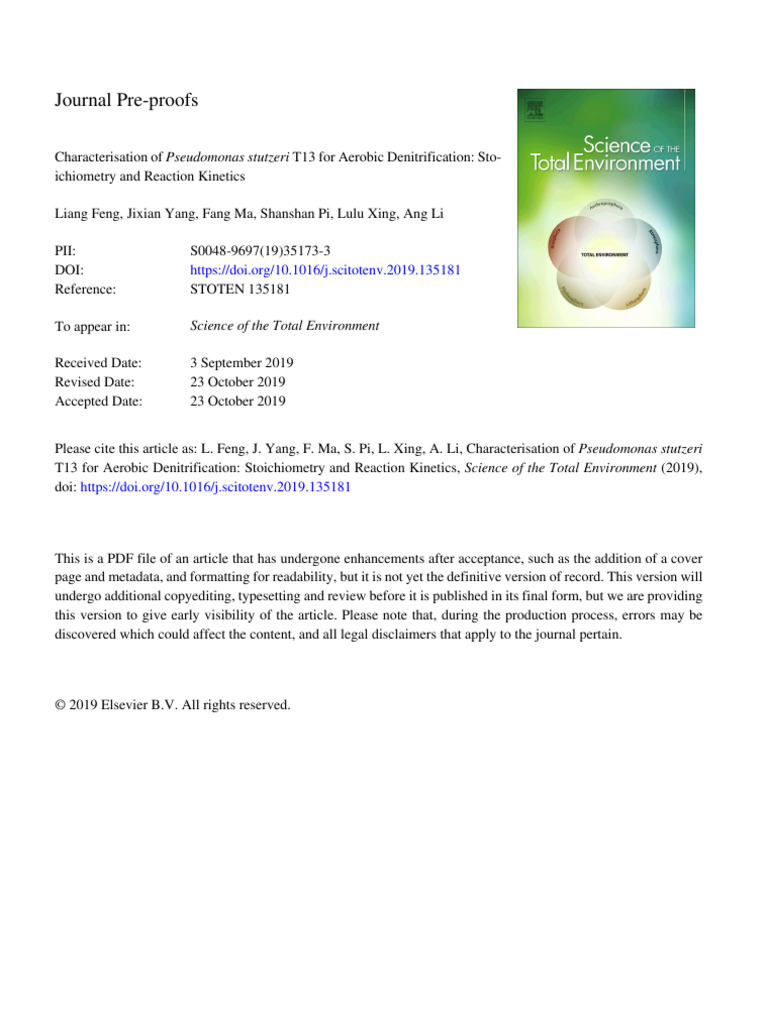 Characterisation of Pseudomonas Stutzeri T13 For Aerobic ...