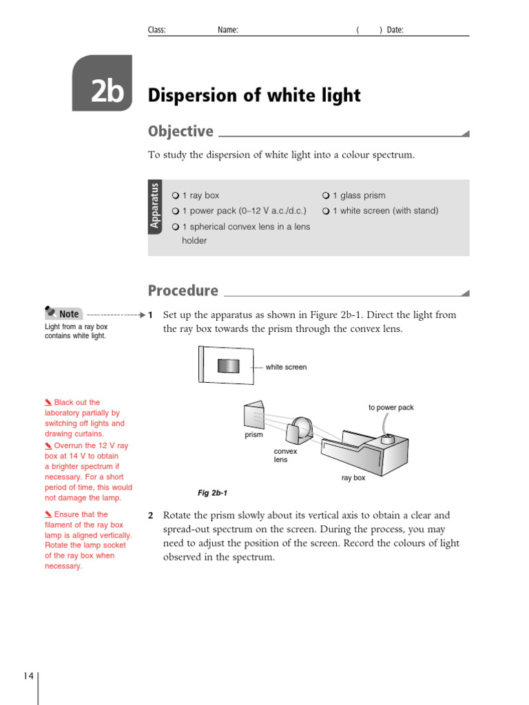 2b Dispersion of White Light | PDF | Light | Color