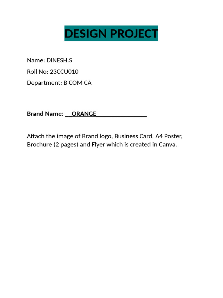 Dinesh's Orange Brand Design Project | PDF
