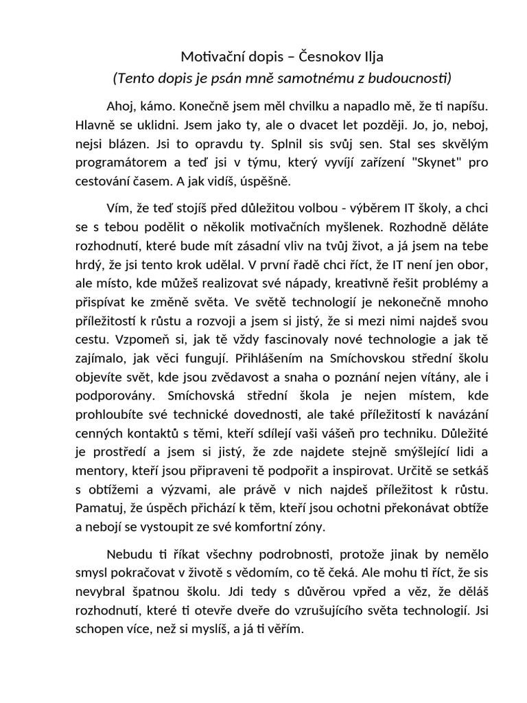Motivační Dopis | PDF