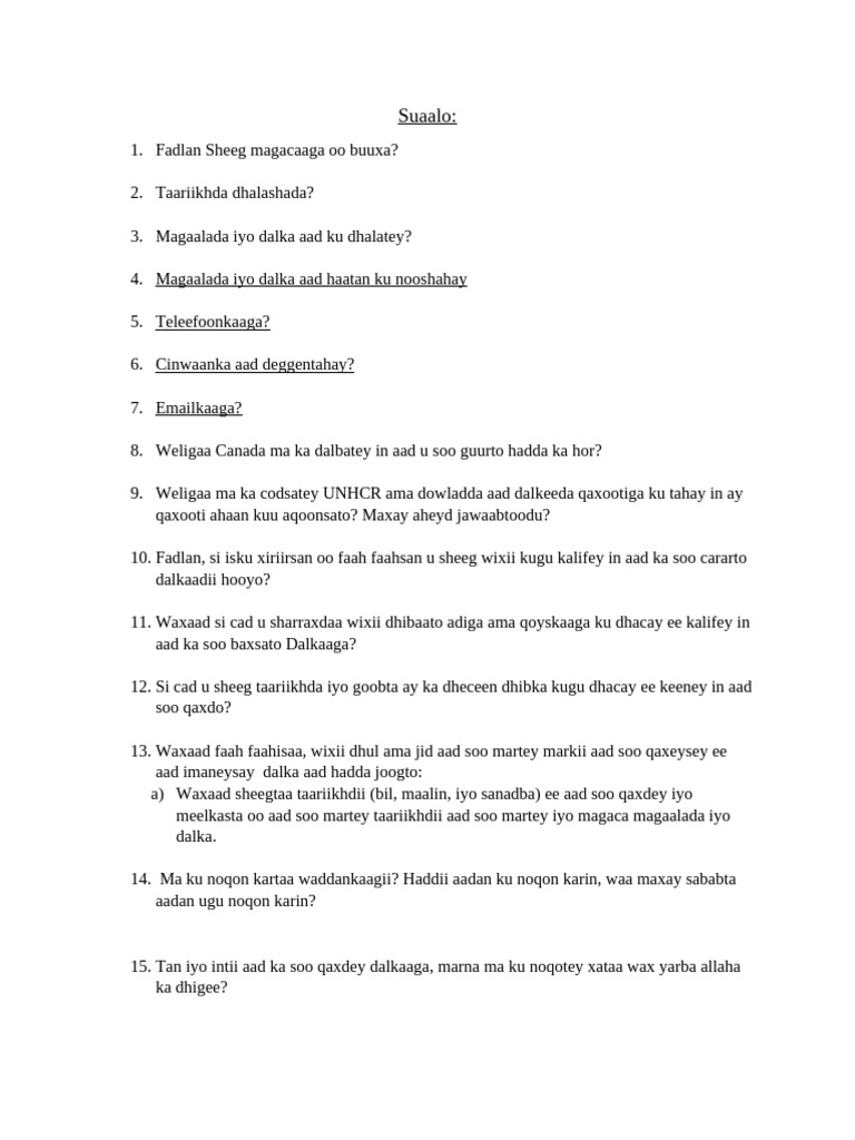 Suaalo Cusub - Docx Final | PDF