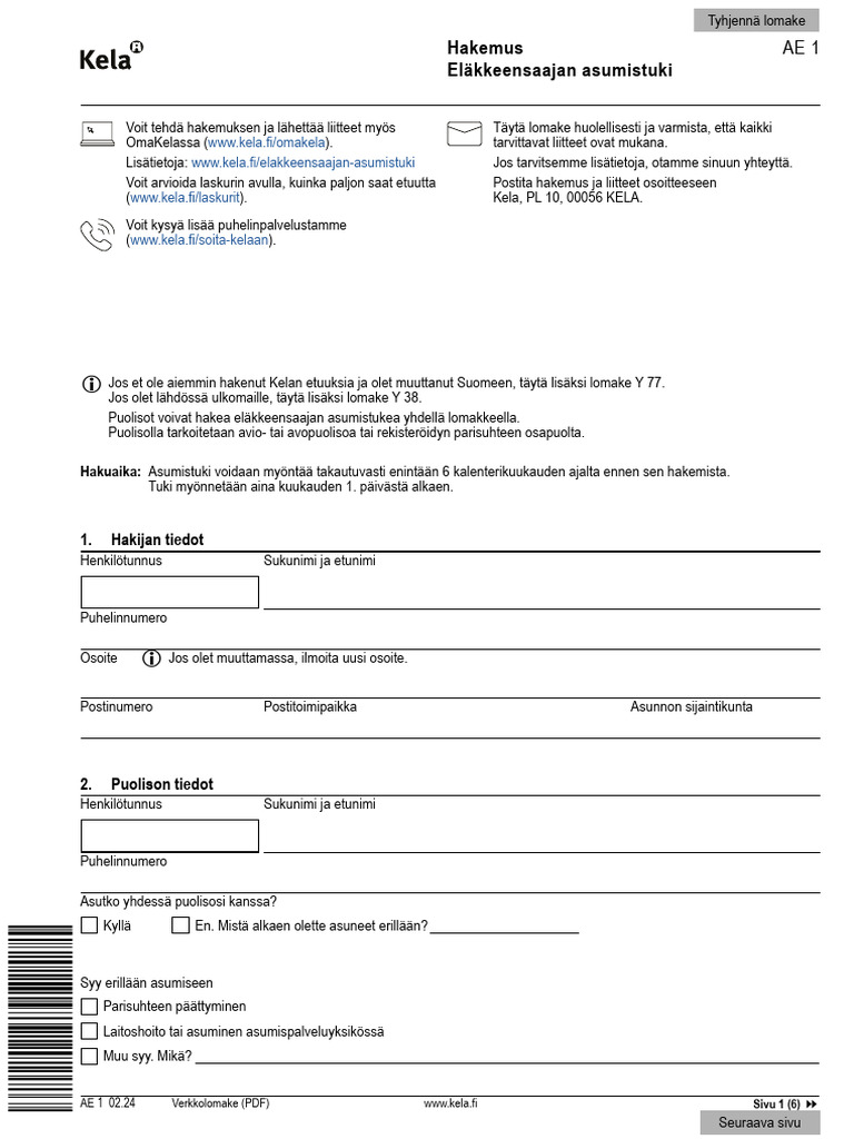 Hakemus Eläkkeensaajan Asumistuki | PDF