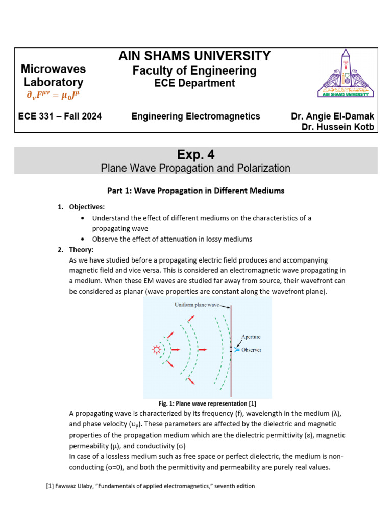 M4 - Wave Propagation Polarization - F2024 | PDF | Waves | Physical Sciences
