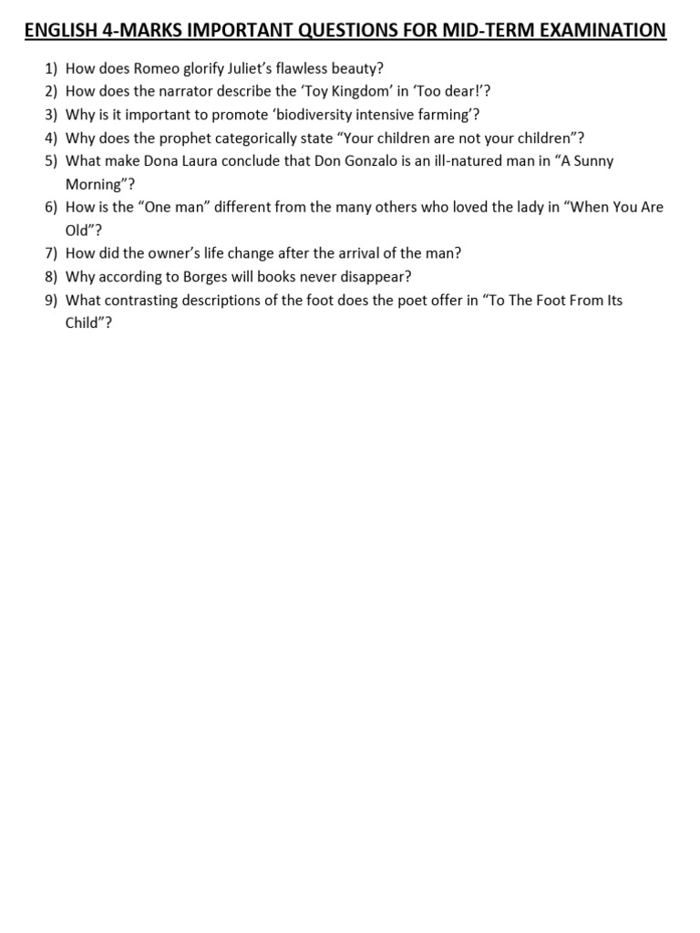 English IMP Que | PDF