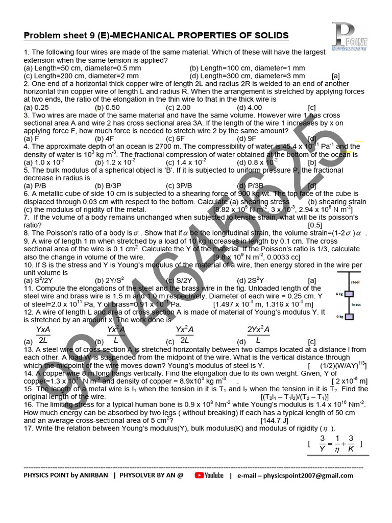 Mechanical Properties of Solids Problems | PDF | Deformation ...