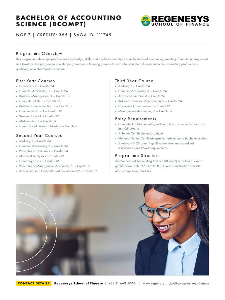 Bachelor of Accounting Science (BCompt) | PDF | Accounting | Business