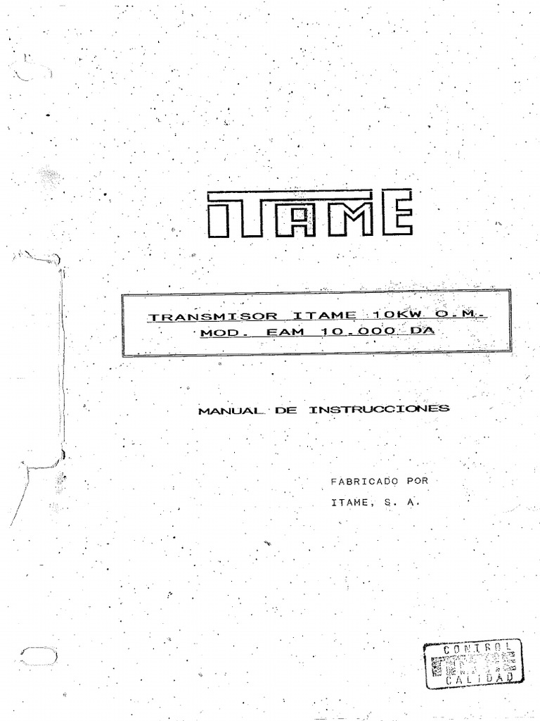 ITAME EAM 10K DA Manual Instr - 1 | PDF