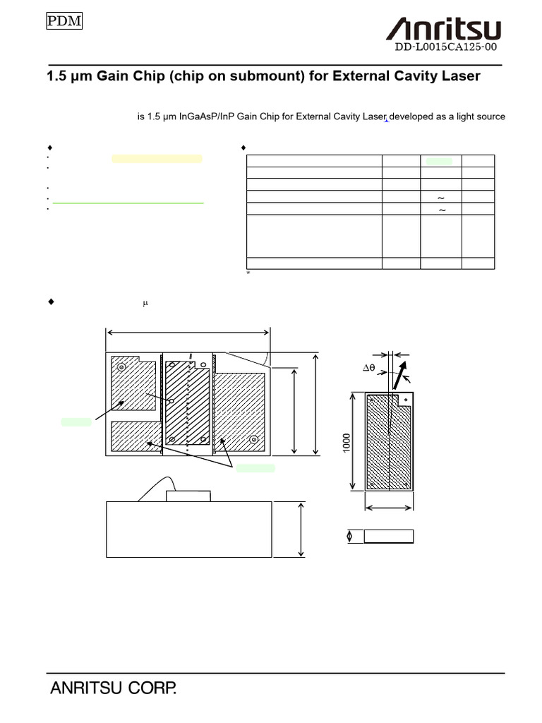 1.5 μm Gain Chip for ECL Applications | PDF | Laser | Electrodynamics