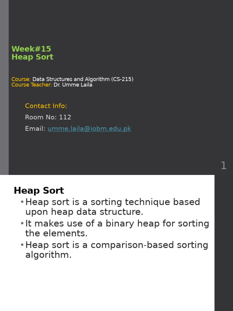 Lecture-15- Heap Sort (2) | PDF | Algorithms And Data Structures ... Lecture-15- Heap Sort (2) | PDF | Algorithms And Data Structures ...