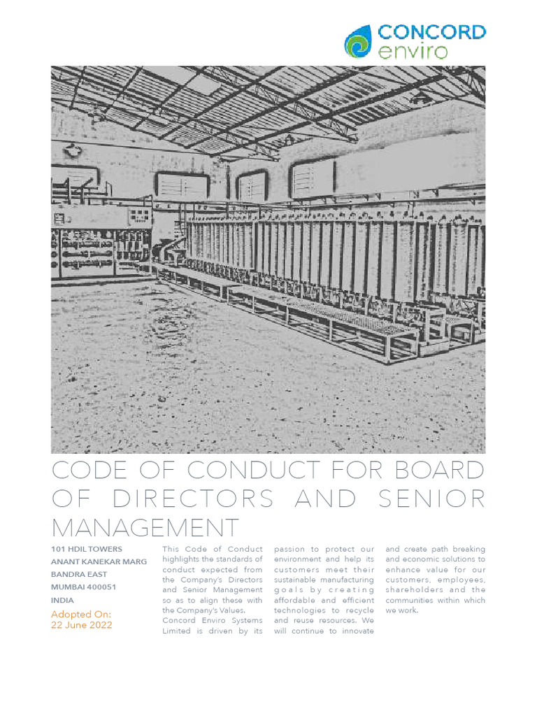 Code of Conduct For Directors and Senior Management | PDF | Audit ...