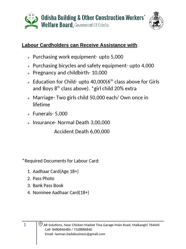 Labour Card Benefits | PDF