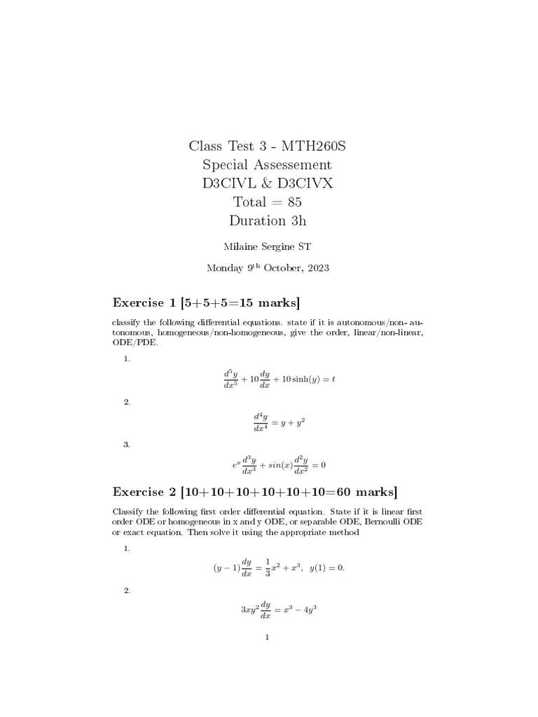 Class Test 3-Special Assessment - 241103 - 112532 | PDF | Ordinary ...