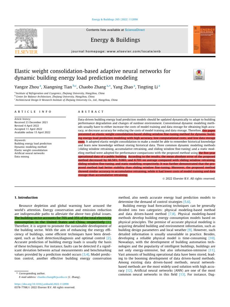 Zhou - 2022 - Elastic Weight Consolidation-Based Adaptive Neural Networks For Dynamic Building ...