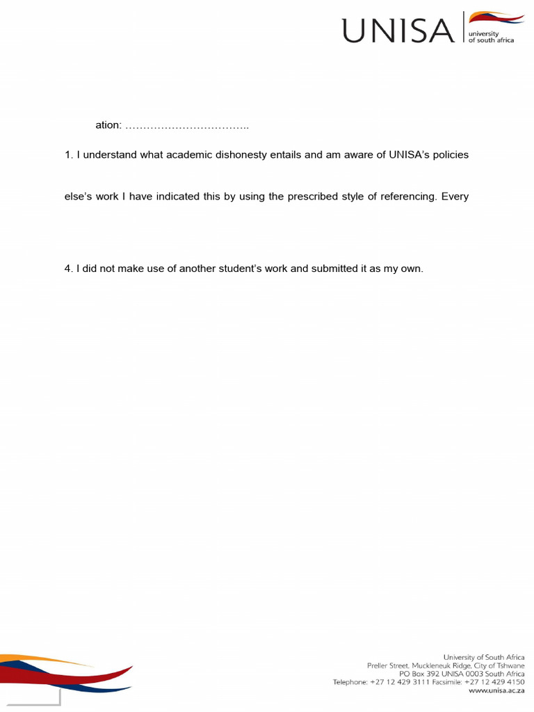 Academic Honesty Declaration Form | PDF