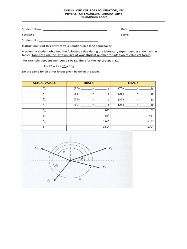 Physics Laboratory Prelim Exam | PDF | Percentage
