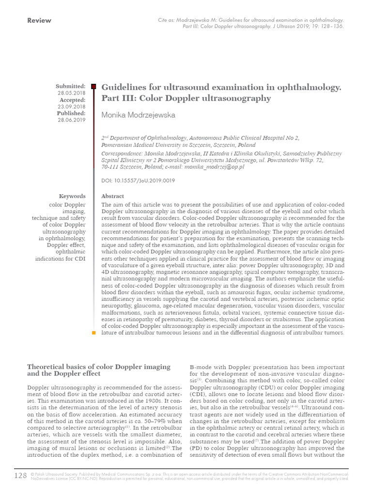 Doppler vs Duplex Ultrasound in Ophthalmology | PDF | Medical ...