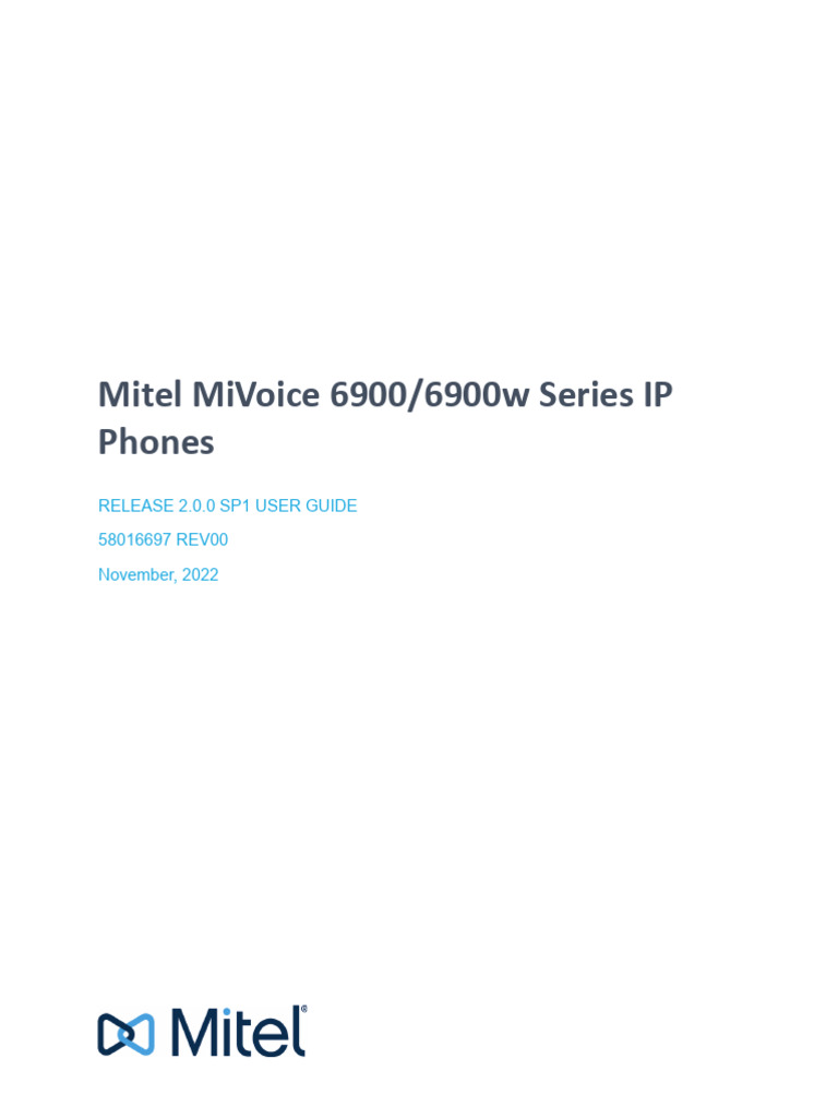 Mitel MiVoice 6900_6900w IP Phone Admin Guide_GA_R_2.0.0SP1 | PDF | Ip ...